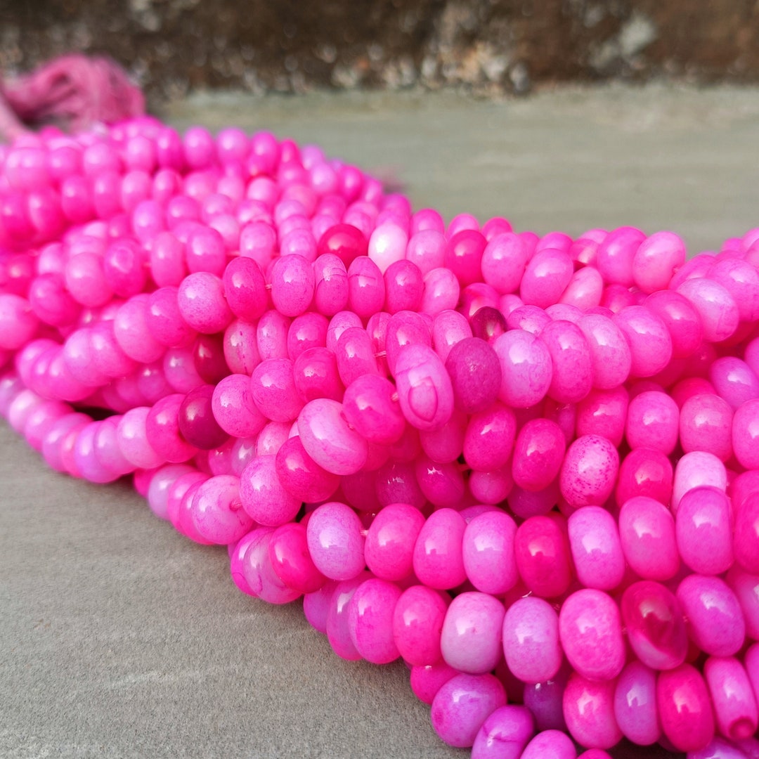 Pink Opal Smooth Rondelle Shape Beads,8,16 Inch Strand Dark Pink Opal ...