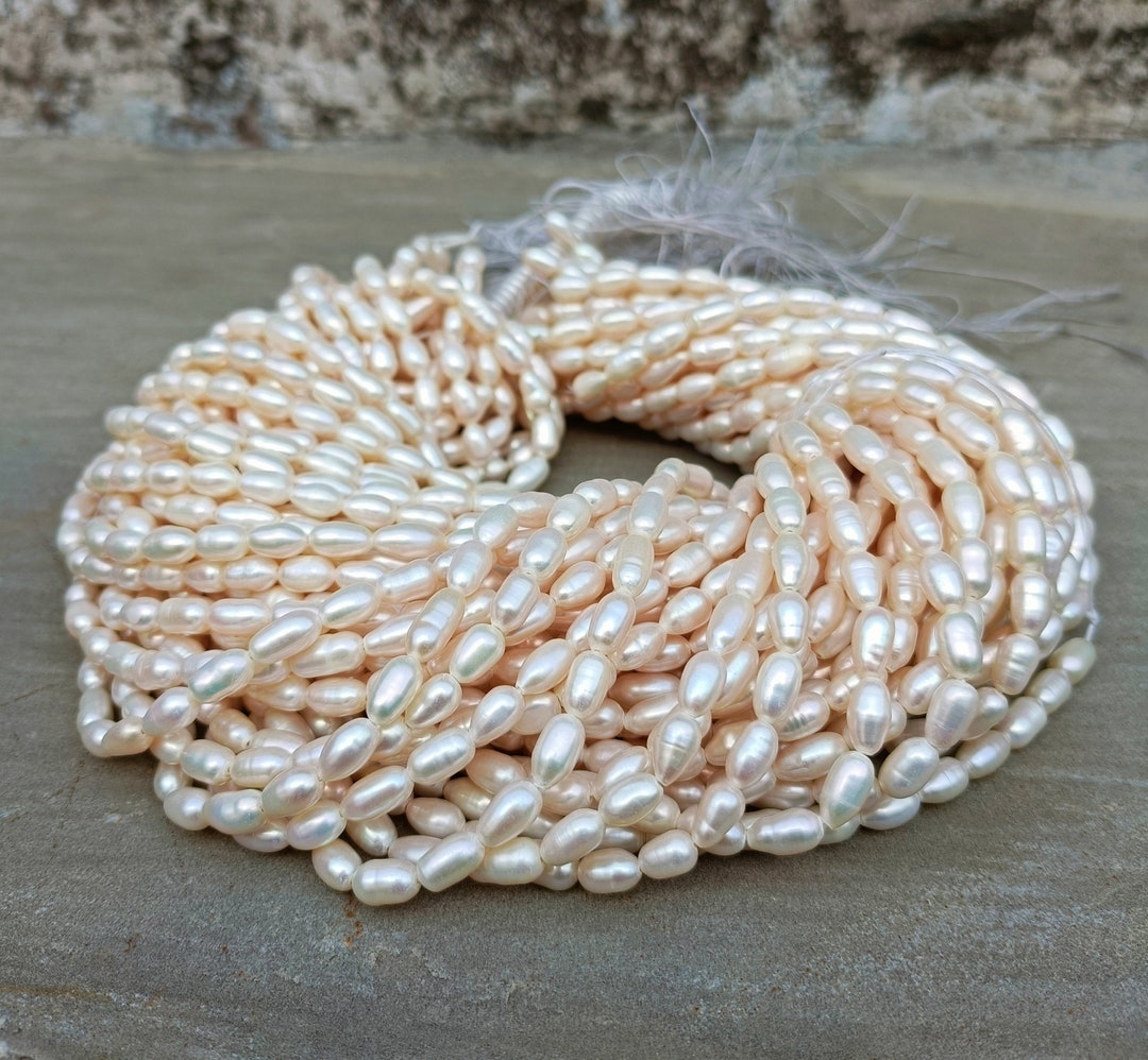 AAA Genuine Freshwater White Pearl Oval Rice Shape White Oval - Etsy UK
