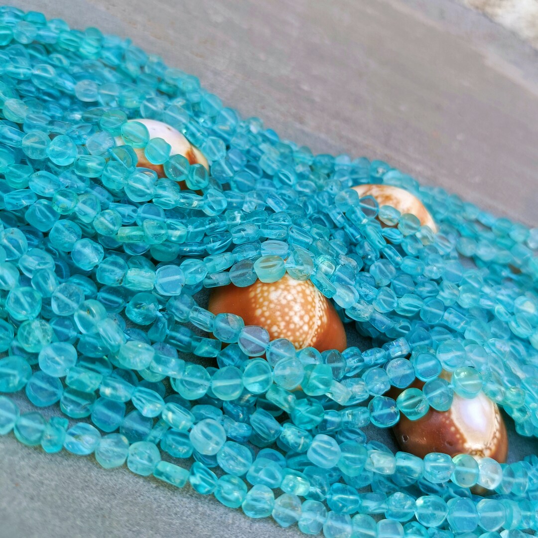 Beautiful Sky Apatite Coin Shape Beads, Natural Blue Apatite Smooth ...