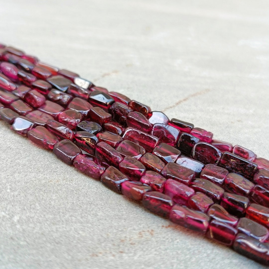Natural Garnet Rectangle Shape Beads, Red Garnet Smooth Rectangle Shape ...