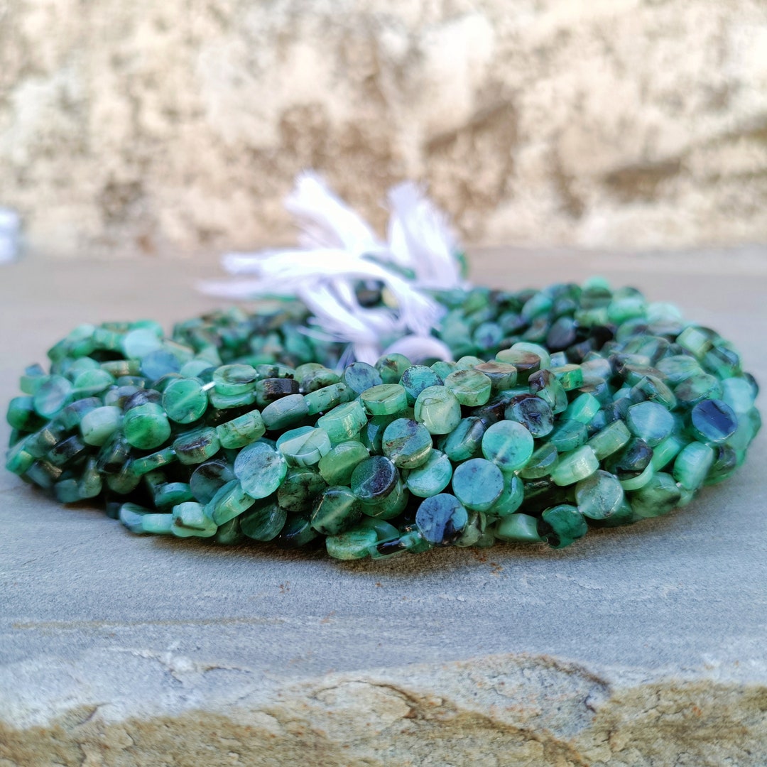Natural Emerald Smooth Coin Beads, Emerald Coin Beads, Loose Emerald ...