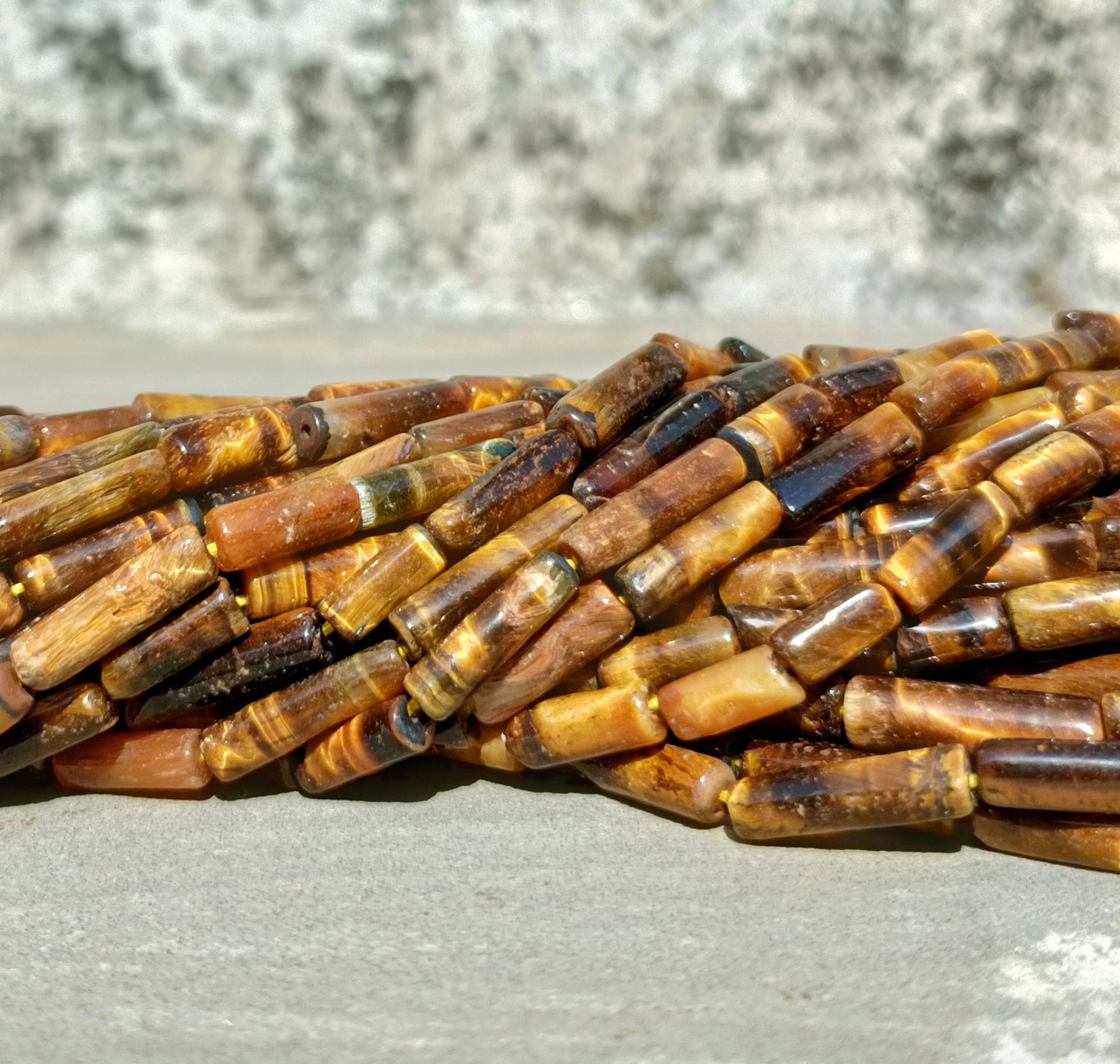 Natural Tiger Eye Cylinder Tube Beads, Tiger Eye Gemstone Beads, Tiger ...