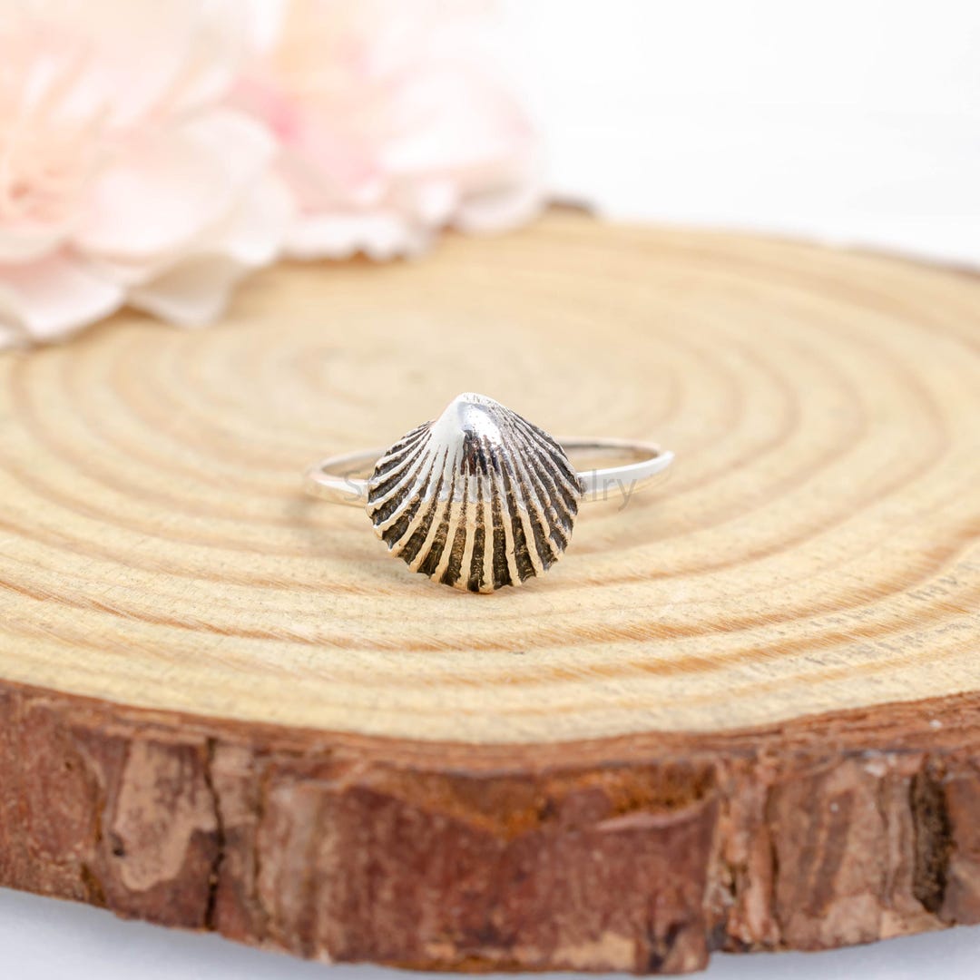 Silver Shell Ring, Shell Shaped Ring, Clam Shell, Silver Ring, Stacking ...