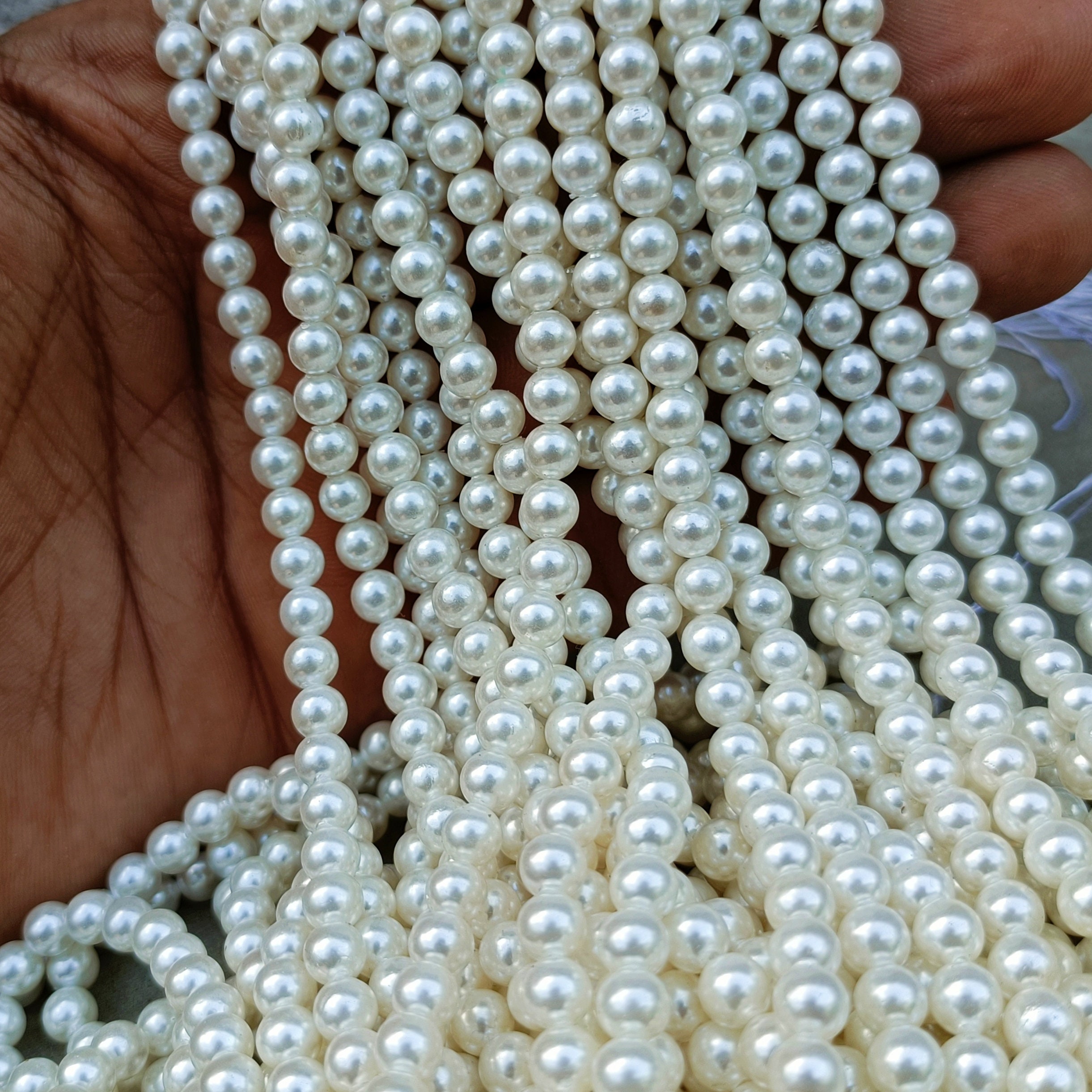 White Shell Pearl Round Beads Glossy Round Shell Pearl High - Etsy