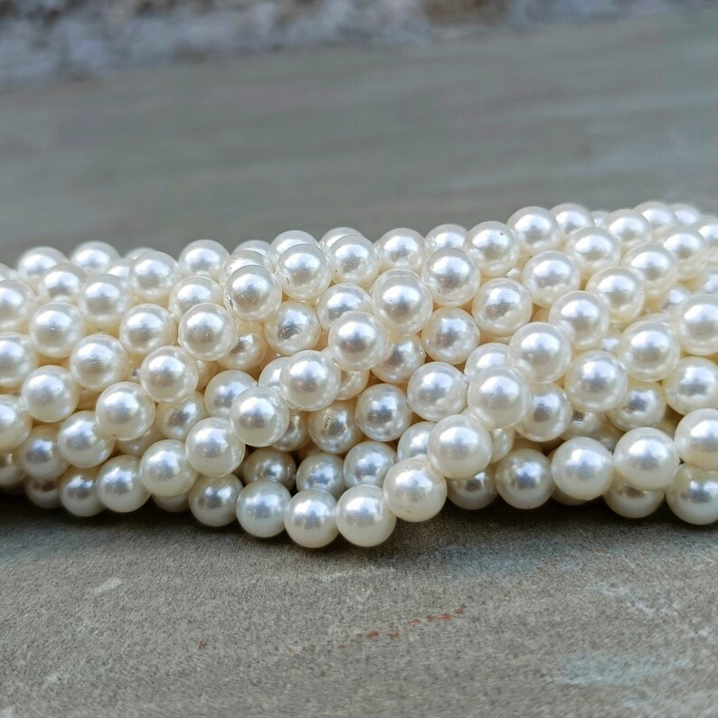 White Shell Pearl Round Beads, Glossy Round Shell Pearl, High Quality ...