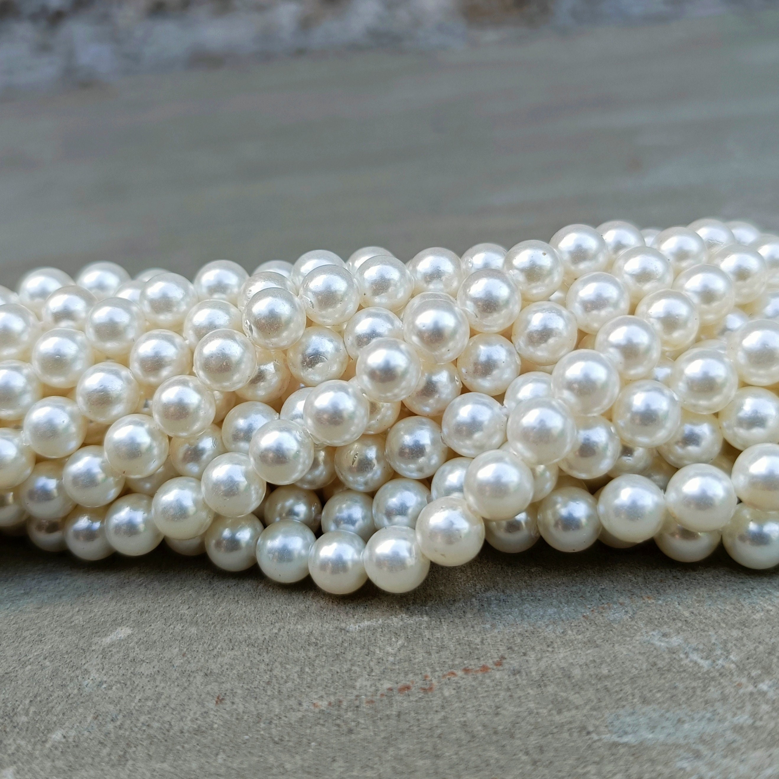 White Shell Pearl Round Beads, Glossy Round Shell Pearl, High Quality ...