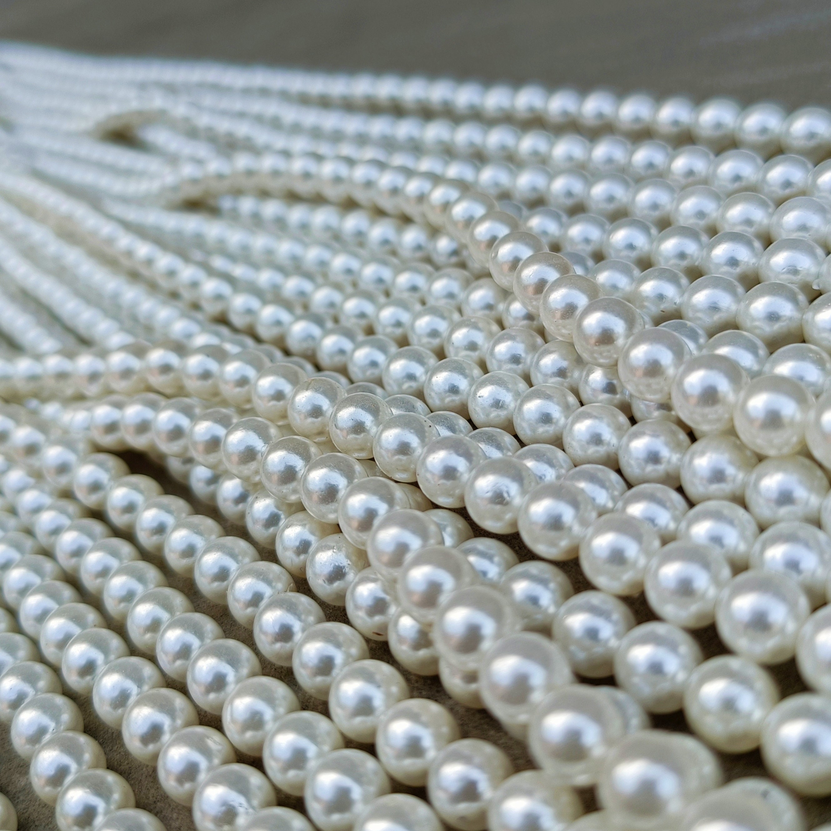 White Shell Pearl Round Beads, Glossy Round Shell Pearl, High Quality ...