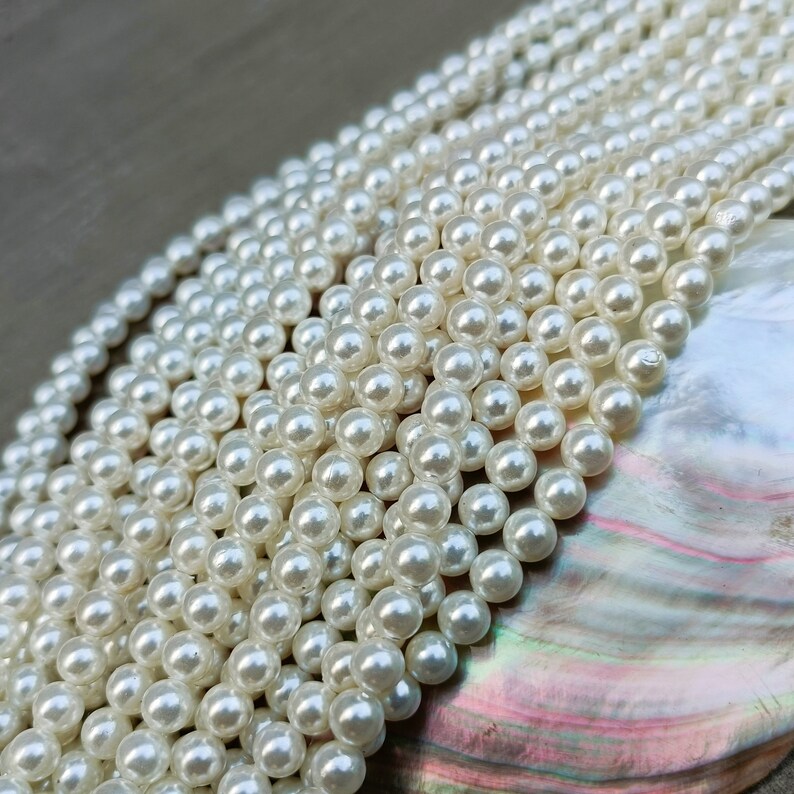 White Shell Pearl Round Beads, Glossy Round Shell Pearl, High Quality ...