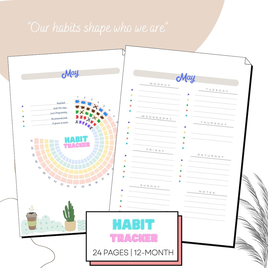 Circle Daily Habit Tracker, Habit Tracker Calendar, Habit Journal ...