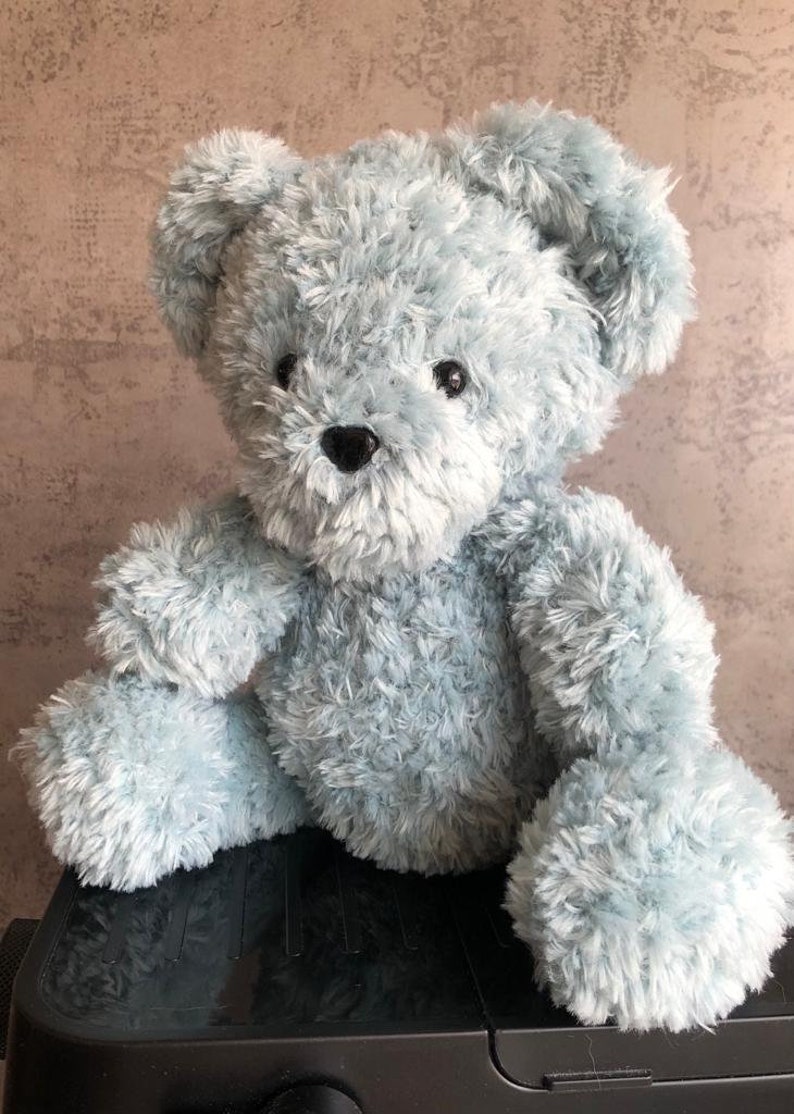 Plush Teddy Bear Fluffy Bear Plush Crochet Bear Soft Light Blue Teddy ...