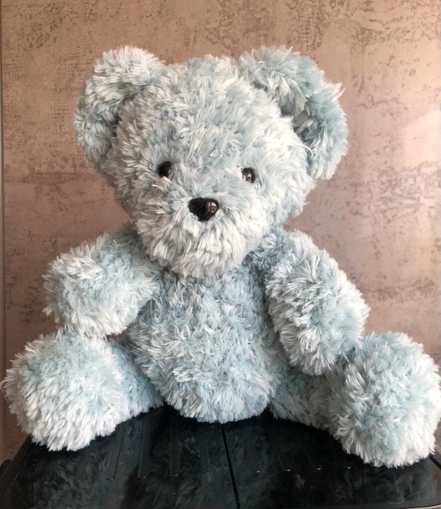 Plush Teddy Bear Fluffy Bear Plush Crochet Bear Soft Light Blue Teddy Bear - Etsy