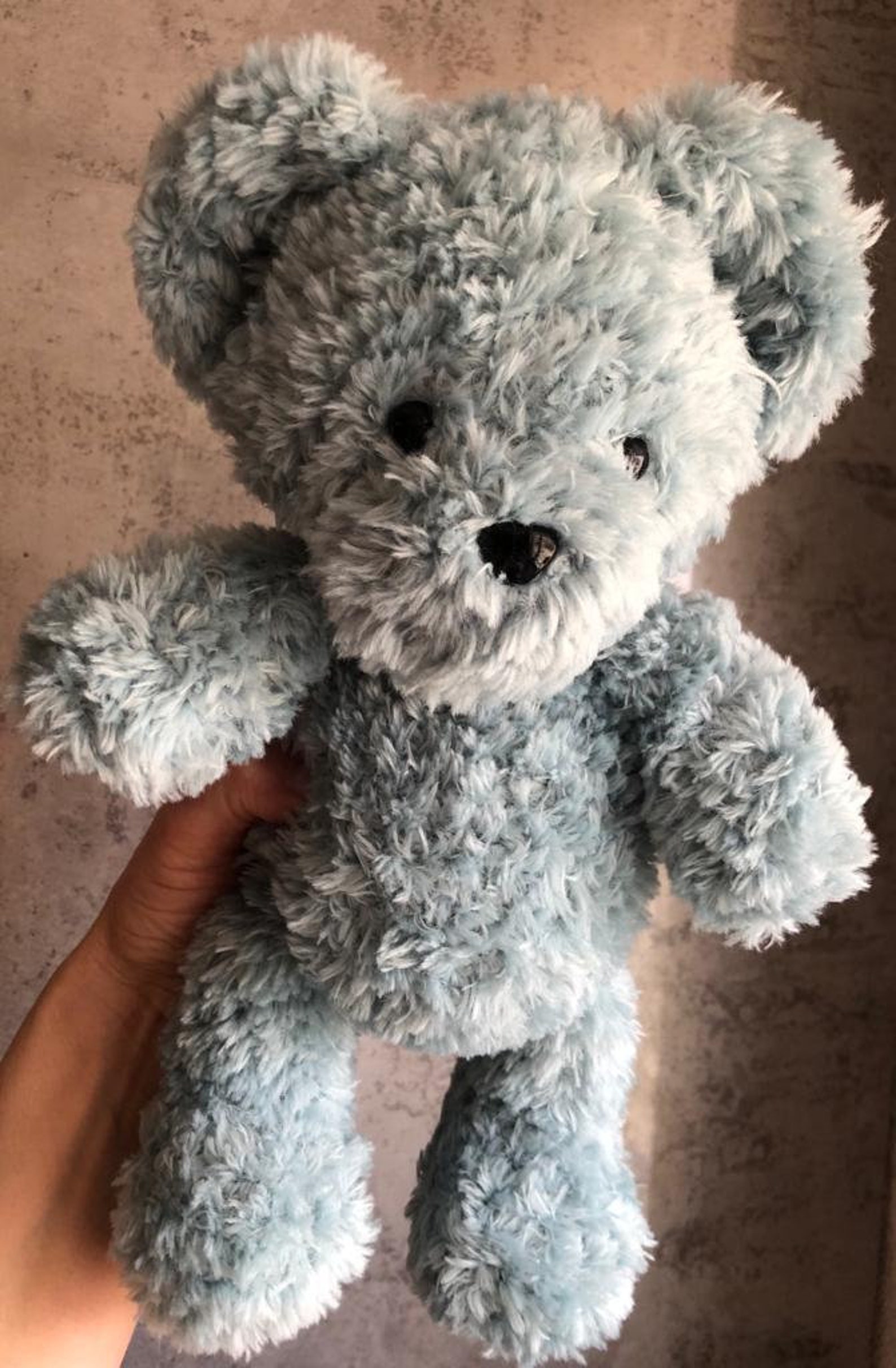 Plush Teddy Bear Fluffy Bear Plush Crochet Bear Soft Light Blue Teddy ...