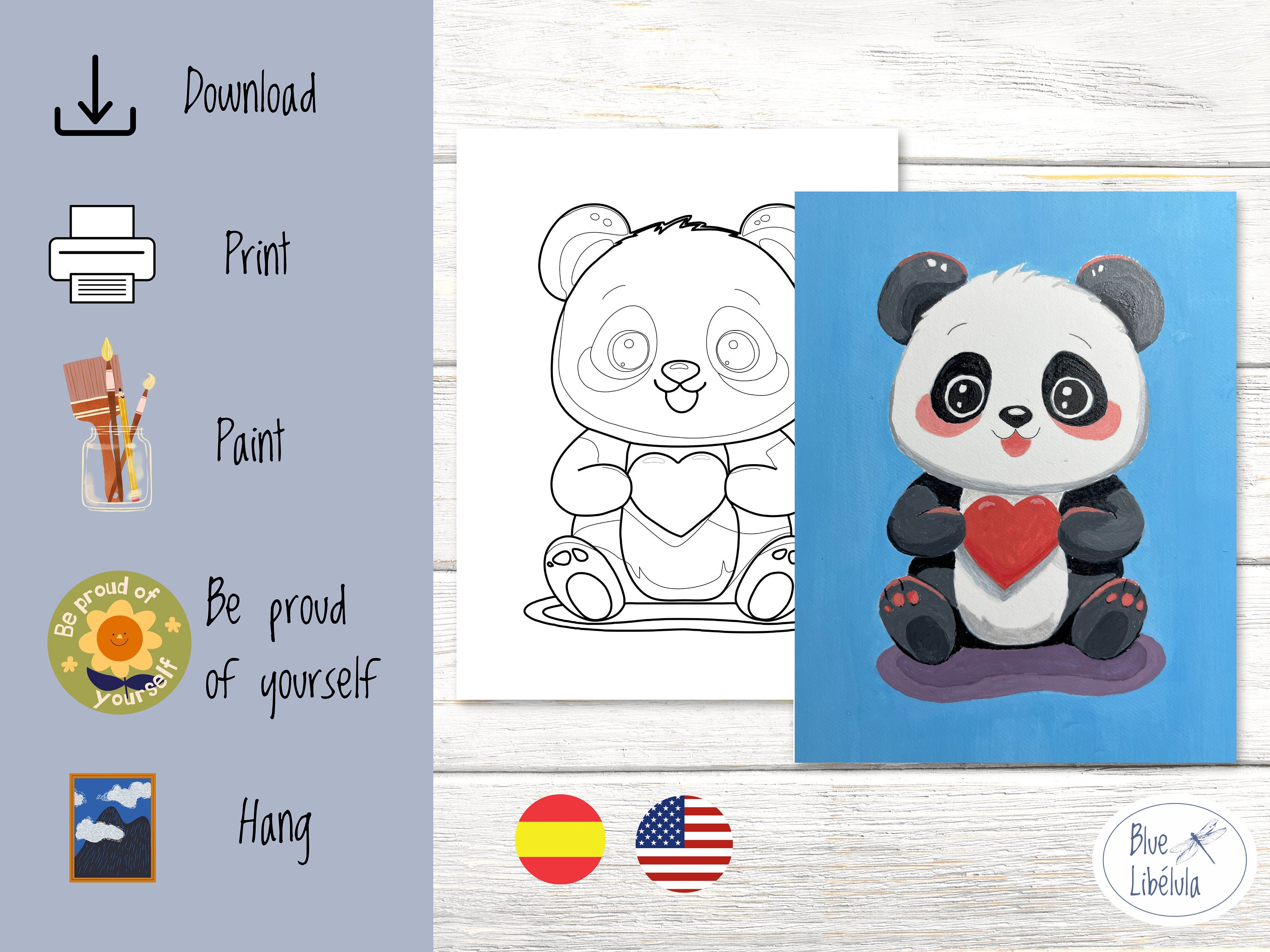 Printable Pre-drawn Canvas for Painting, DIY Paint and Sip Kit Cute ...