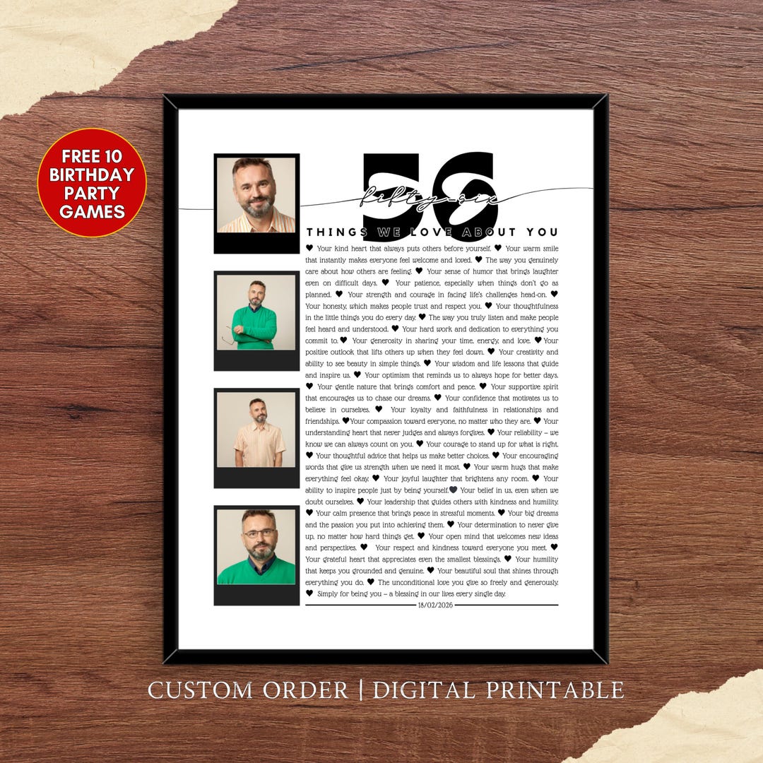 56 Things We Love About You Poster With Pictures, Printable 56th ...