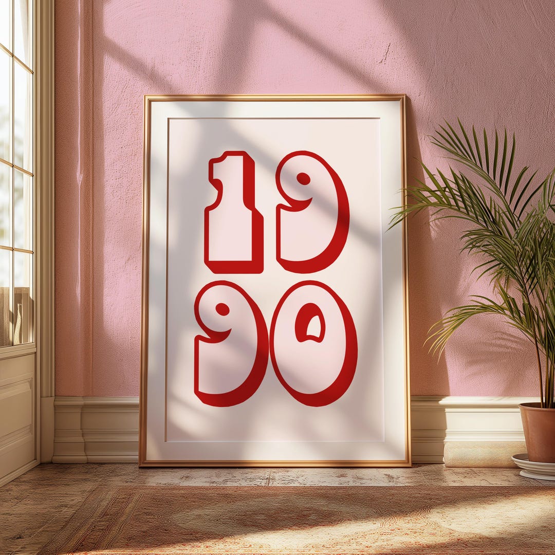 1990 Birthday Gift, 1990 Anniversary Poster, 1990 Wedding Year Print ...