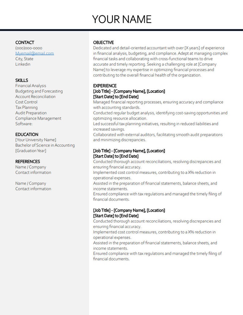 Accounting Resume Basic Format Professional Accountant Resume Template ...