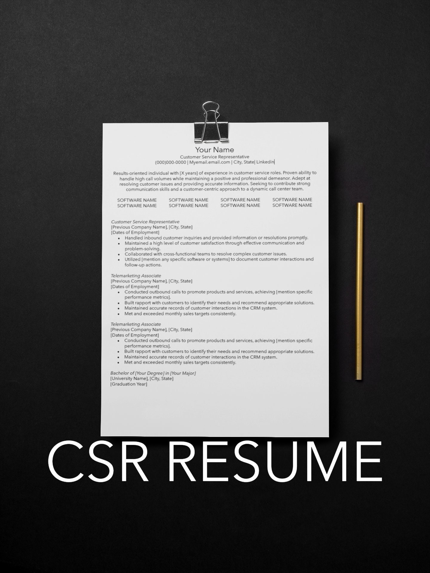 Customer Service Resume Template With Tips Instant Download Unlock Your Career Customer Service ...