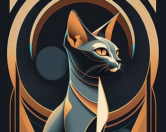 Art Deco Cat V.4 - Etsy