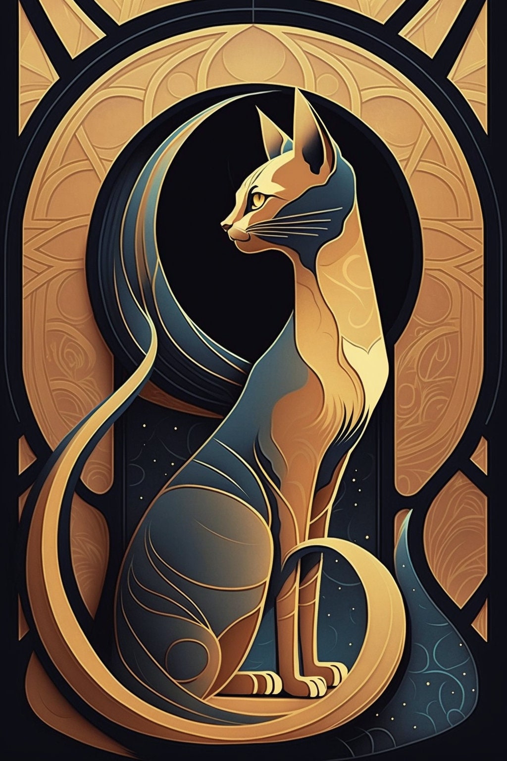 Art Deco Cat V.3 - Etsy