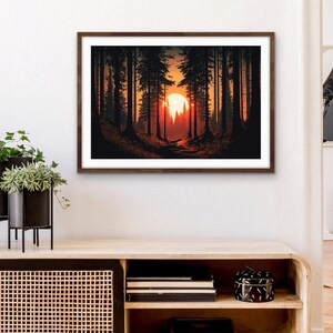 Forest Sunset in Orange - Etsy