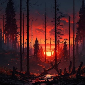 Forest Sunset - Etsy