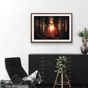 Forest Sunset in Orange - Etsy