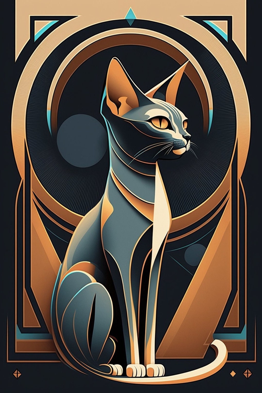 Art Deco Cat - Etsy