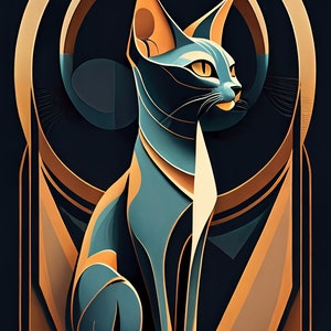Art Deco Cat Variant - Etsy