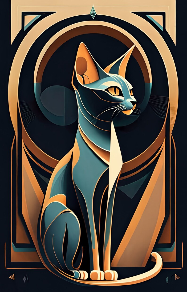 Art Deco Cat Variant - Etsy