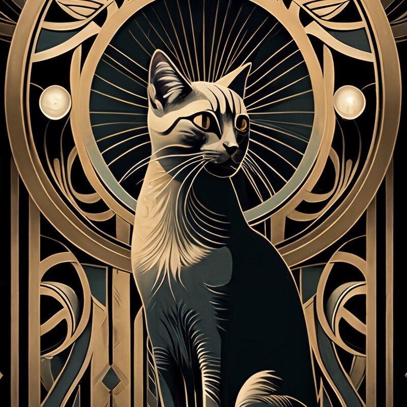Art Deco Cat - Etsy