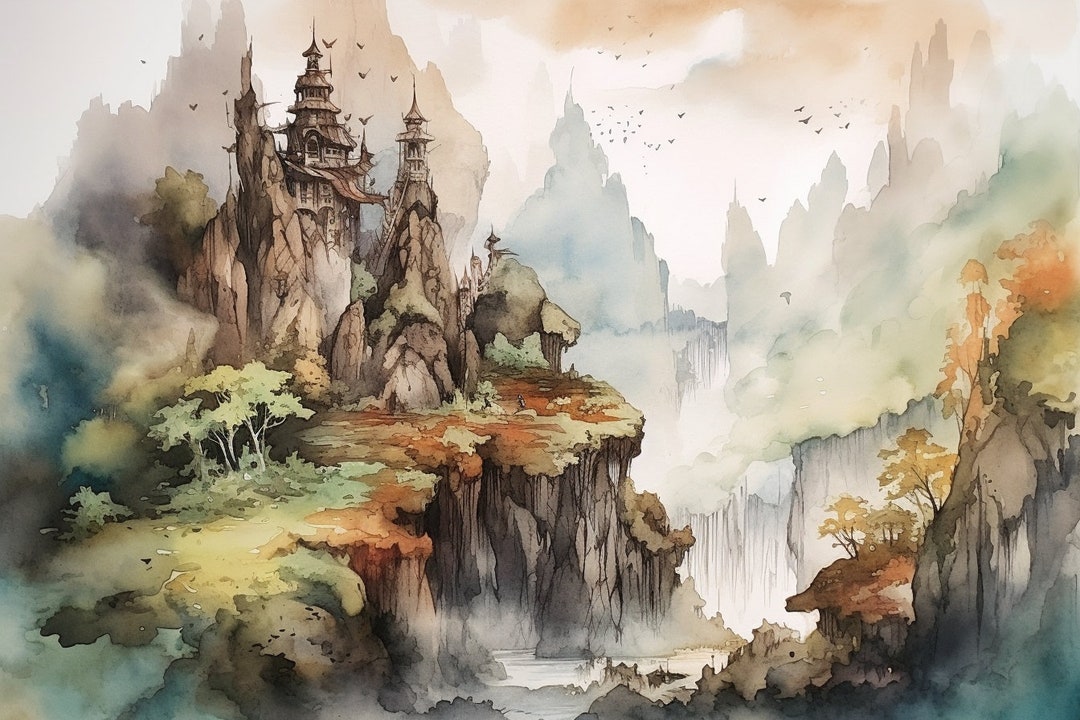 Fantasy Watercolor Landscape V.2 - Etsy