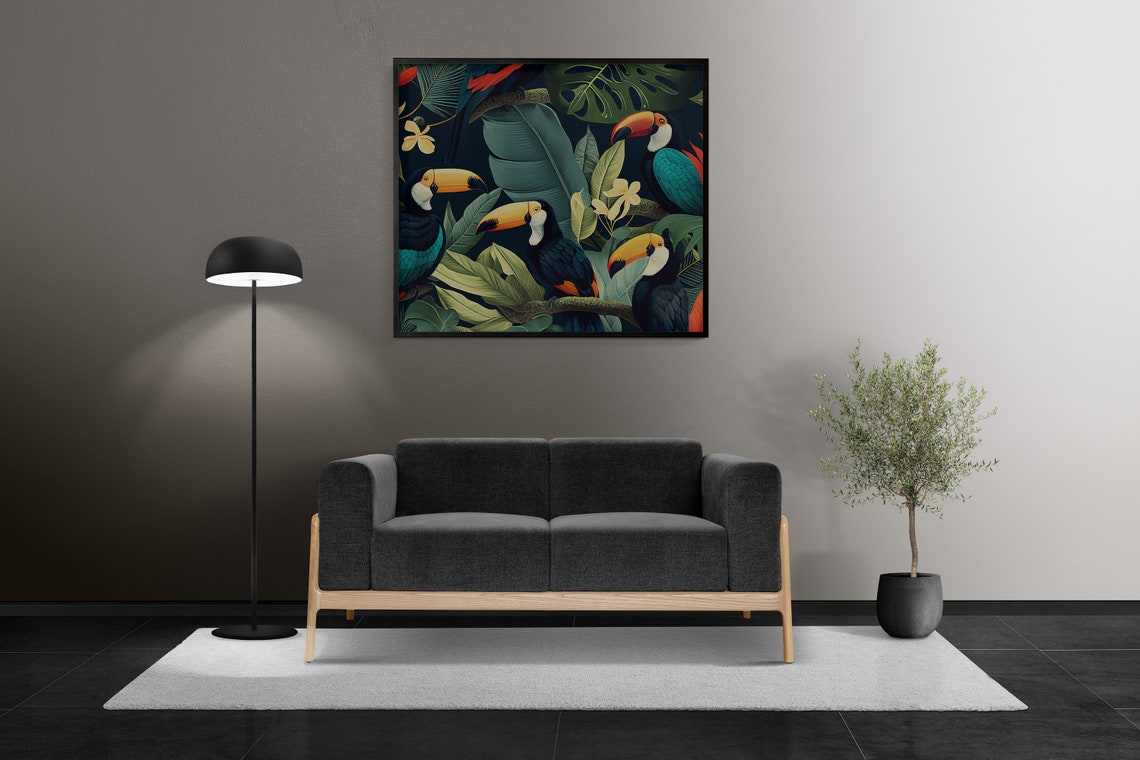 Birds Print, Parrots Print, Henri Rousseau Print, Tropical Dark Green ...