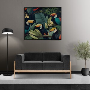 Birds Print, Parrots Print, Henri Rousseau Print, Tropical Dark Green ...