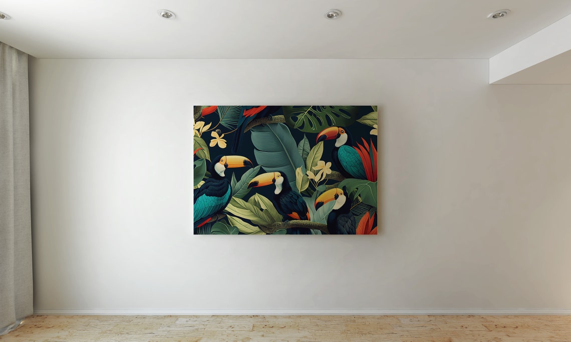 Birds Print, Parrots Print, Henri Rousseau Print, Tropical Dark Green ...