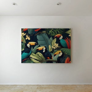 Birds Print, Parrots Print, Henri Rousseau Print, Tropical Dark Green ...