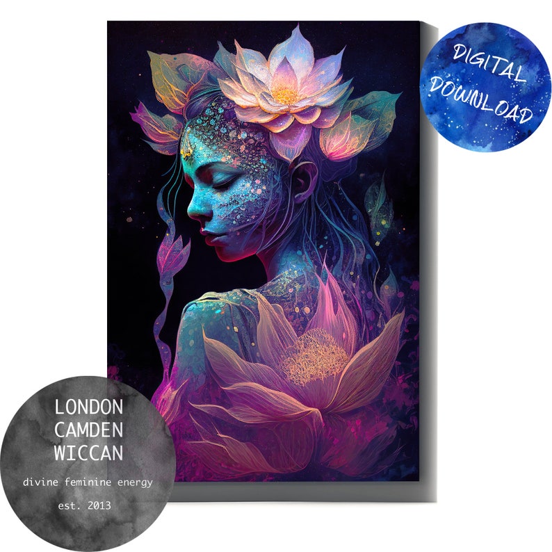 Flower Wiccan Goddess Printable Artwork 5 - Etsy