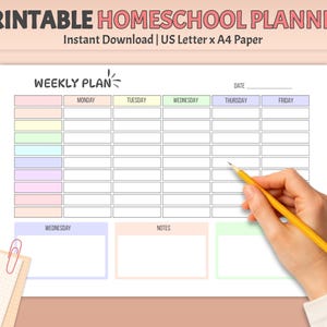 Weekly Planner Kids Homeschool Rainbow Printable Schedule to Do List ...