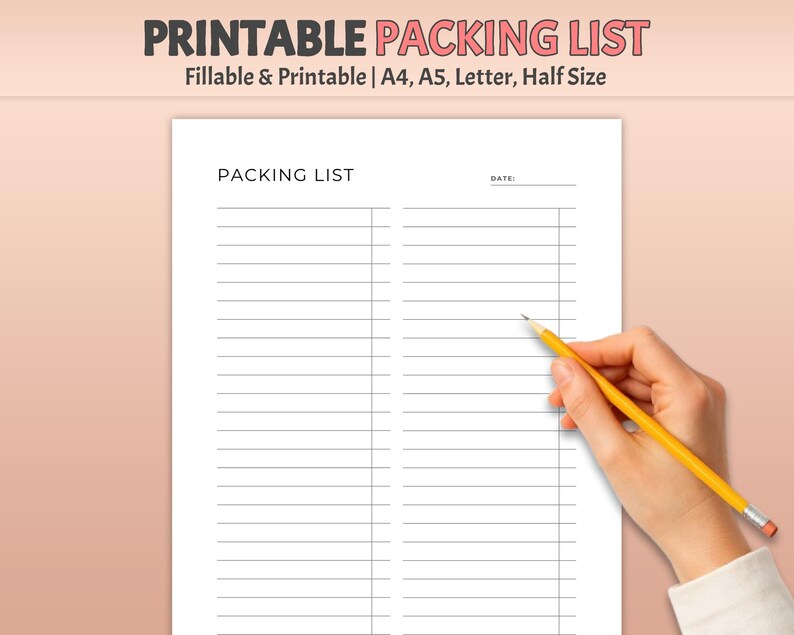 Printable Packing List Template | Travel Checklist for Vacation ...