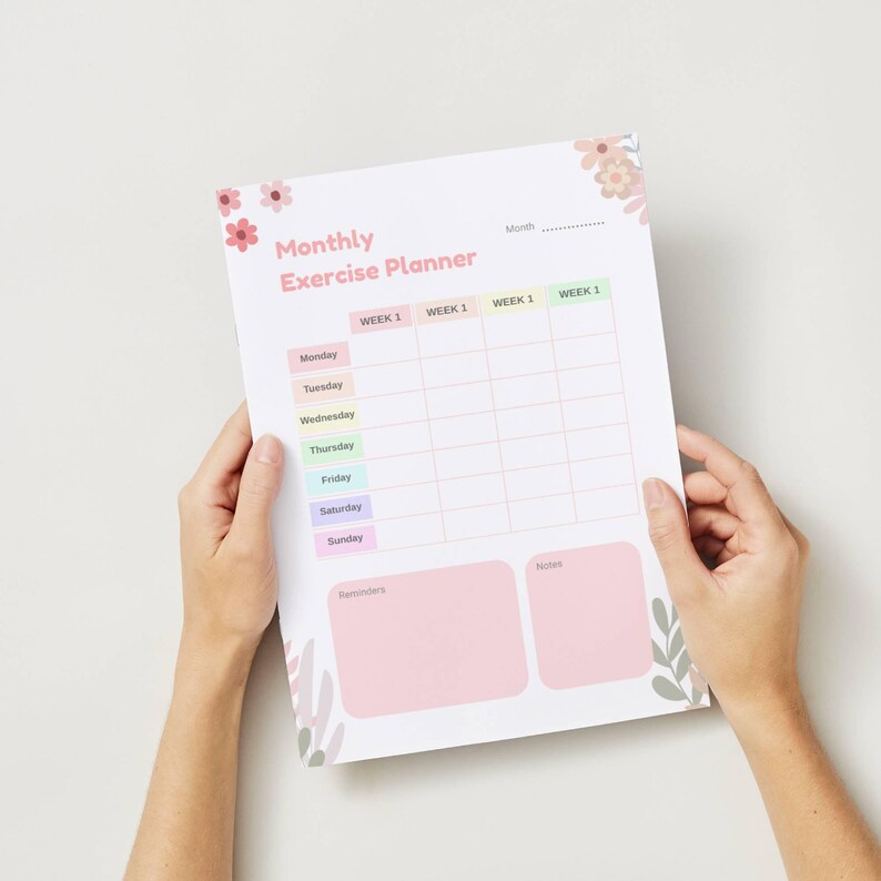 Printable Workout Planner Fitness Planner Exercise Journal Fitness Log ...