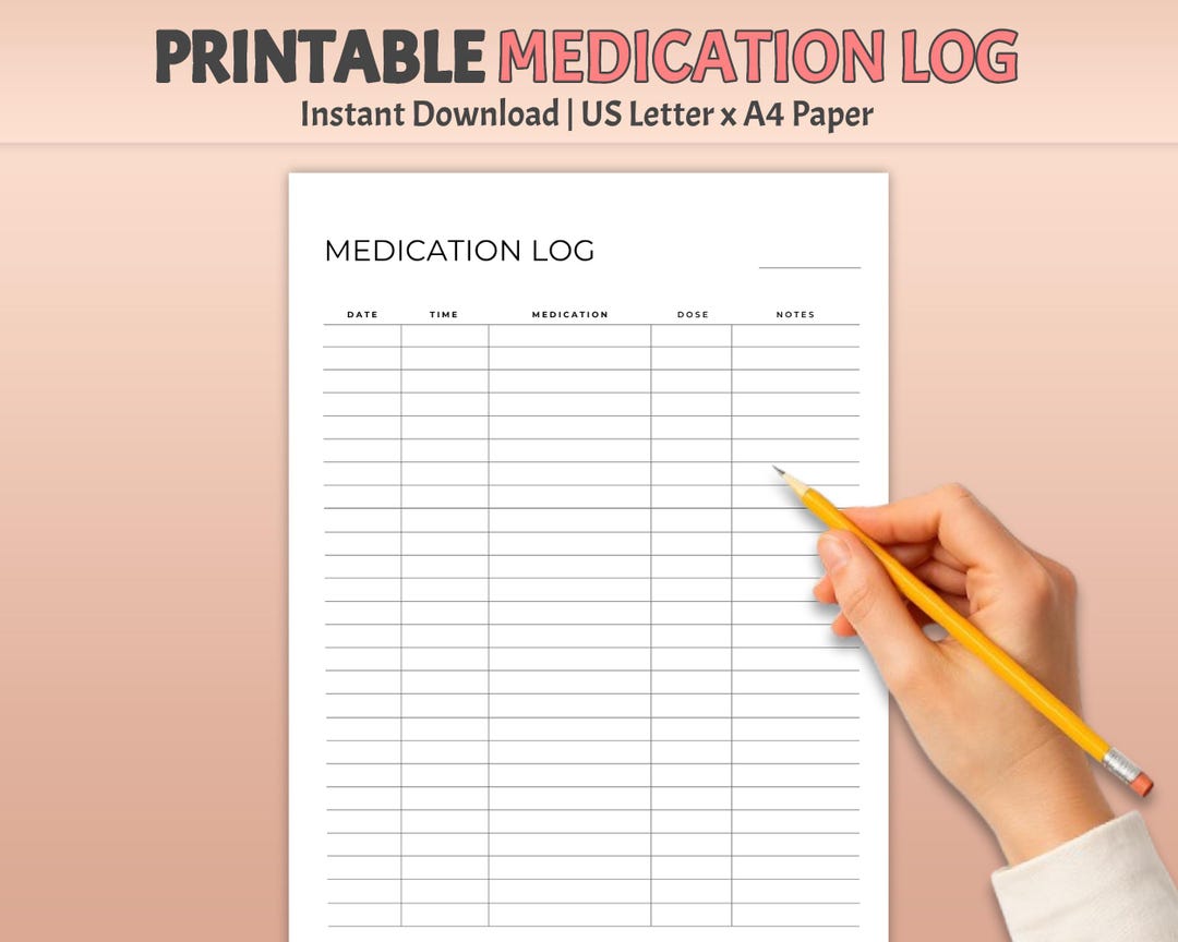 Medication Log Printable, Pill Reminder, Medication Tracker, Medication ...