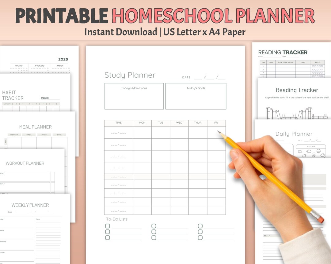 Homeschool Planner Printable Weekly Lesson Organizer Digital Curriculum ...