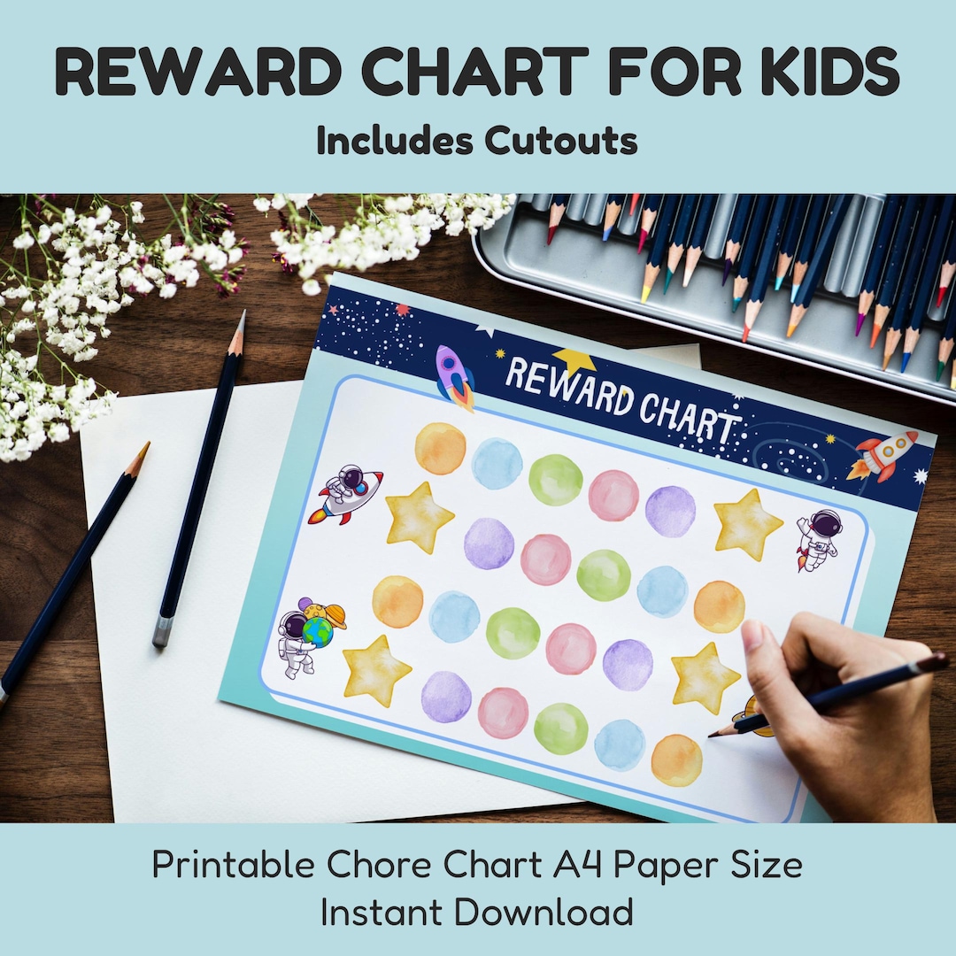 Printable Reward Chart Kids A4 | Family Chore Chart Planner | Space ...