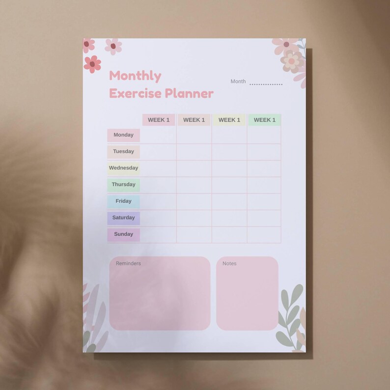 Printable Workout Planner Fitness Planner Exercise Journal Fitness Log ...