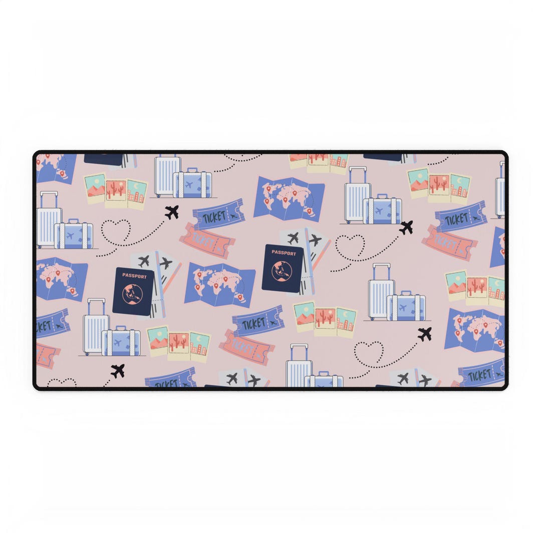 Travel Themed Desk Mat, Passport and Ticket Design, Travel Desk ...