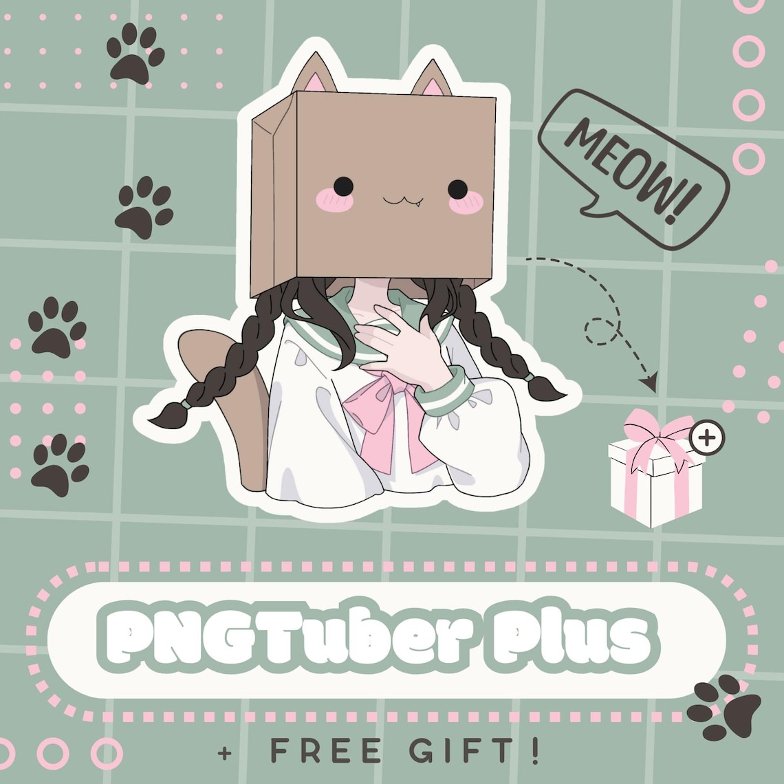 Pre-made Pngtuber Cat Girl Avatar | Multi-app Ready | Pngtuber Plus ...