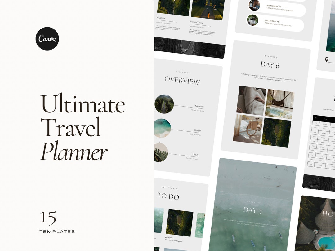Ultimate Travel Planner & Itinerary | Canva Template Download, Travel ...