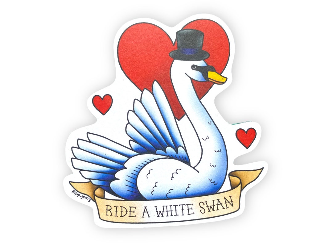 Ride A White Swan Sticker, Marc Bolan and T-rex Lyrics Illustration ...