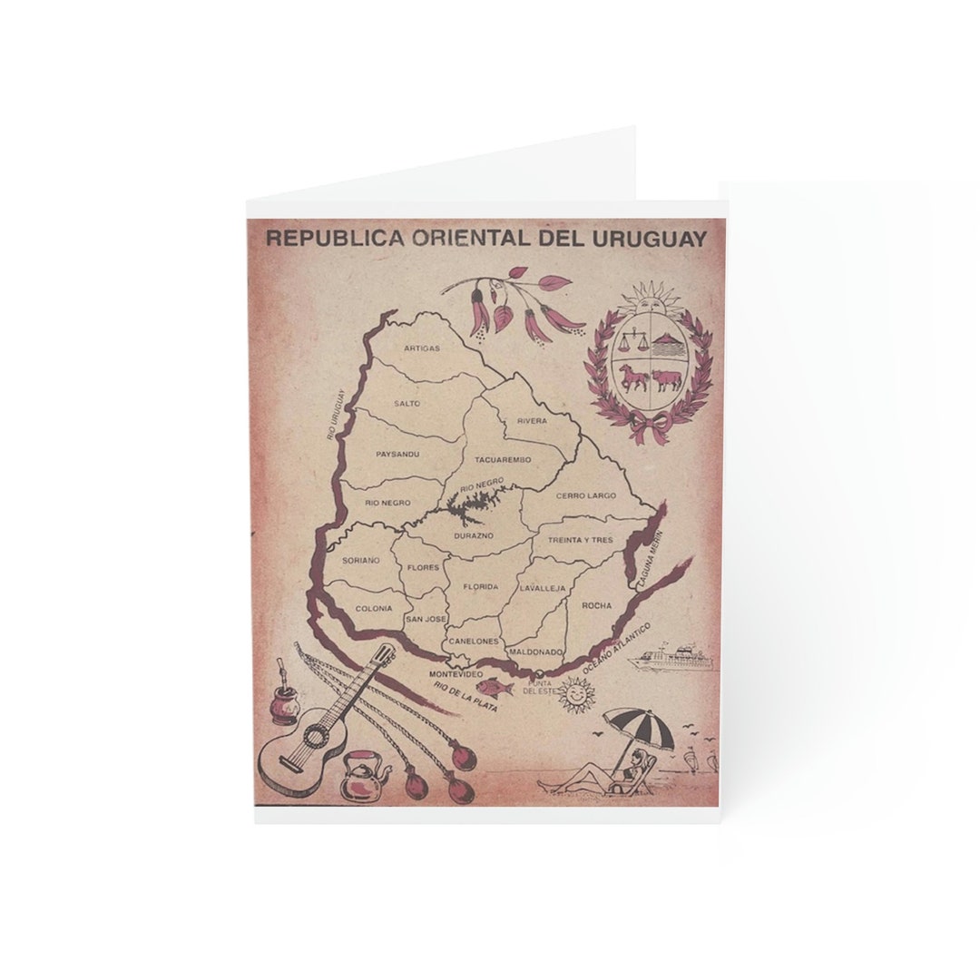 Uruguay Map Greeting Cards 1 10 30 and 50pcs - Etsy