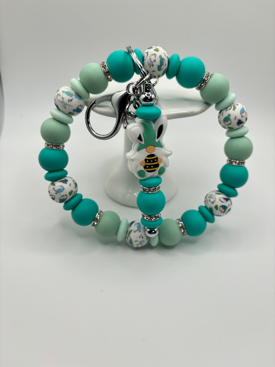 Beaded Beadable Silicone Focal Bead Keychain Wristlet Beautiful Easter ...