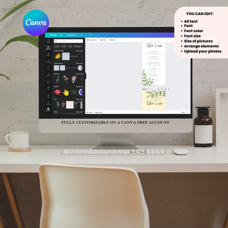 Plants Wedding Menù Template Wedding Bar Menù Template Wedding - Etsy